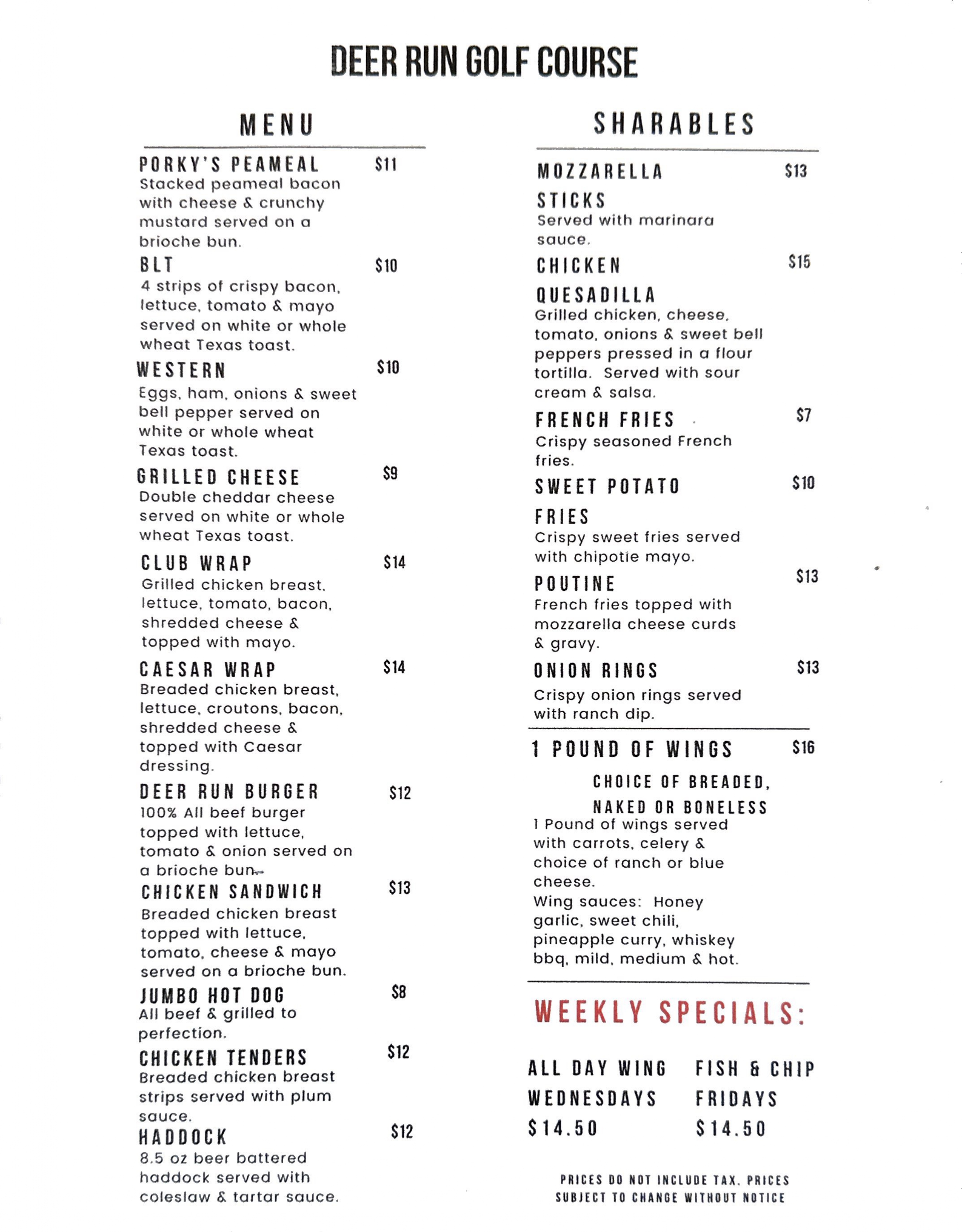 Super Snack Bar-INDOOR DINING OPEN!! - Deer Run Golf Course at Kawartha ...